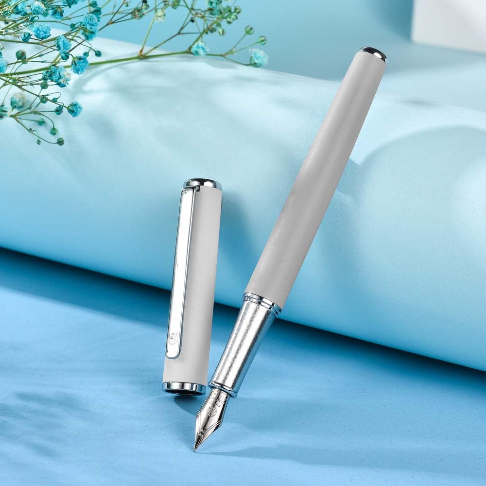 czxwyst 523 Retro Morandi Metal Fountain Pen Matte Ink Pen (Gray, Extra ...