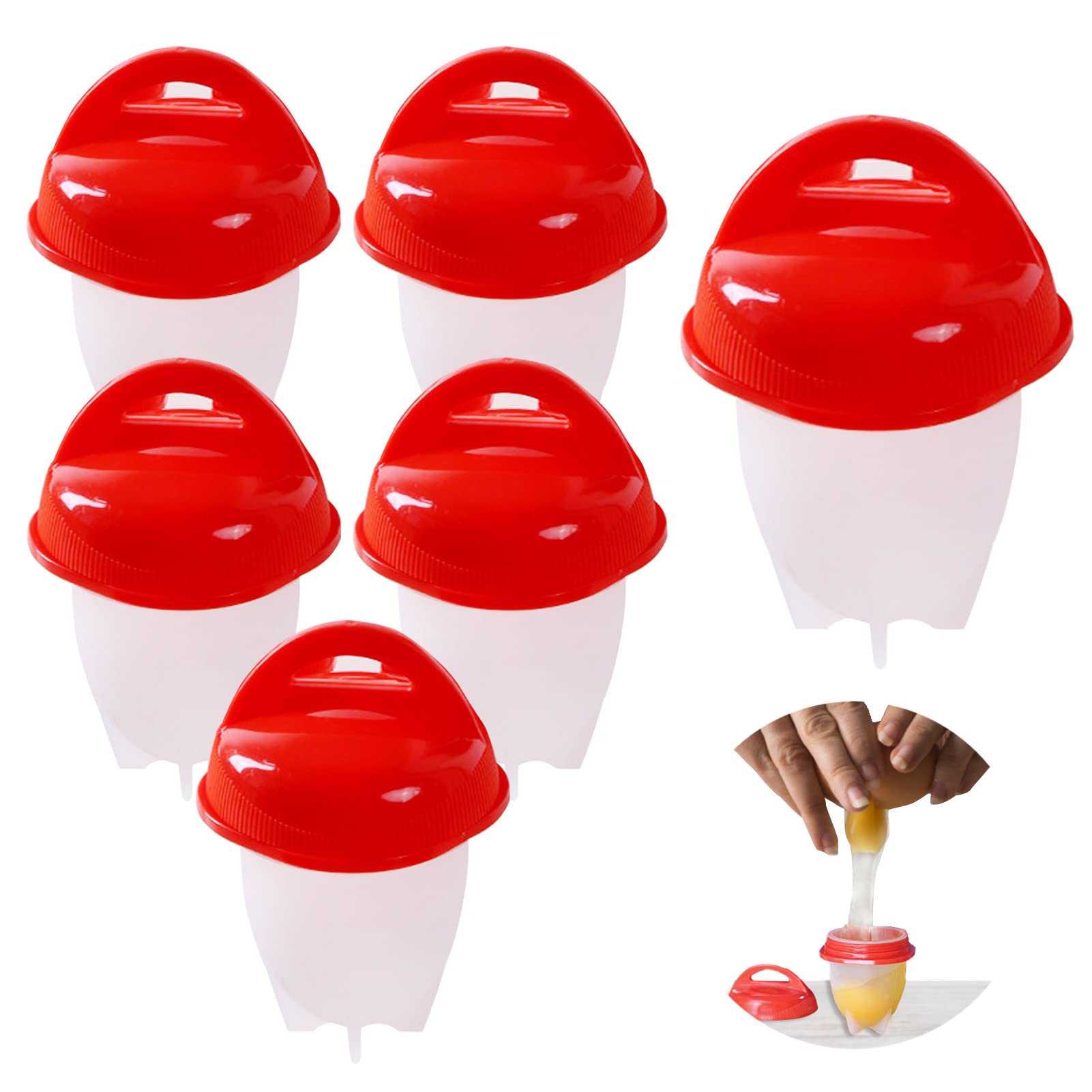 JJYHEHOT 6 Pcs Egg Cooker, Silicone Non-stick Egg Boiler, No Shell Egg ...