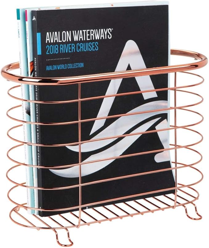 mDesign Freestanding Newspaper Holder – Elegant Metal Magazine ...