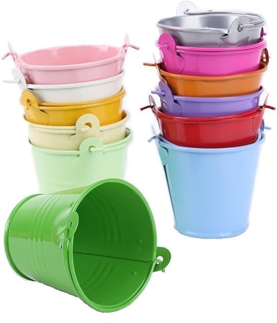 Leisial 12 Mini Metall Eimer Blumentöpfe Aufhängen Balkon Garten Töpfe ...