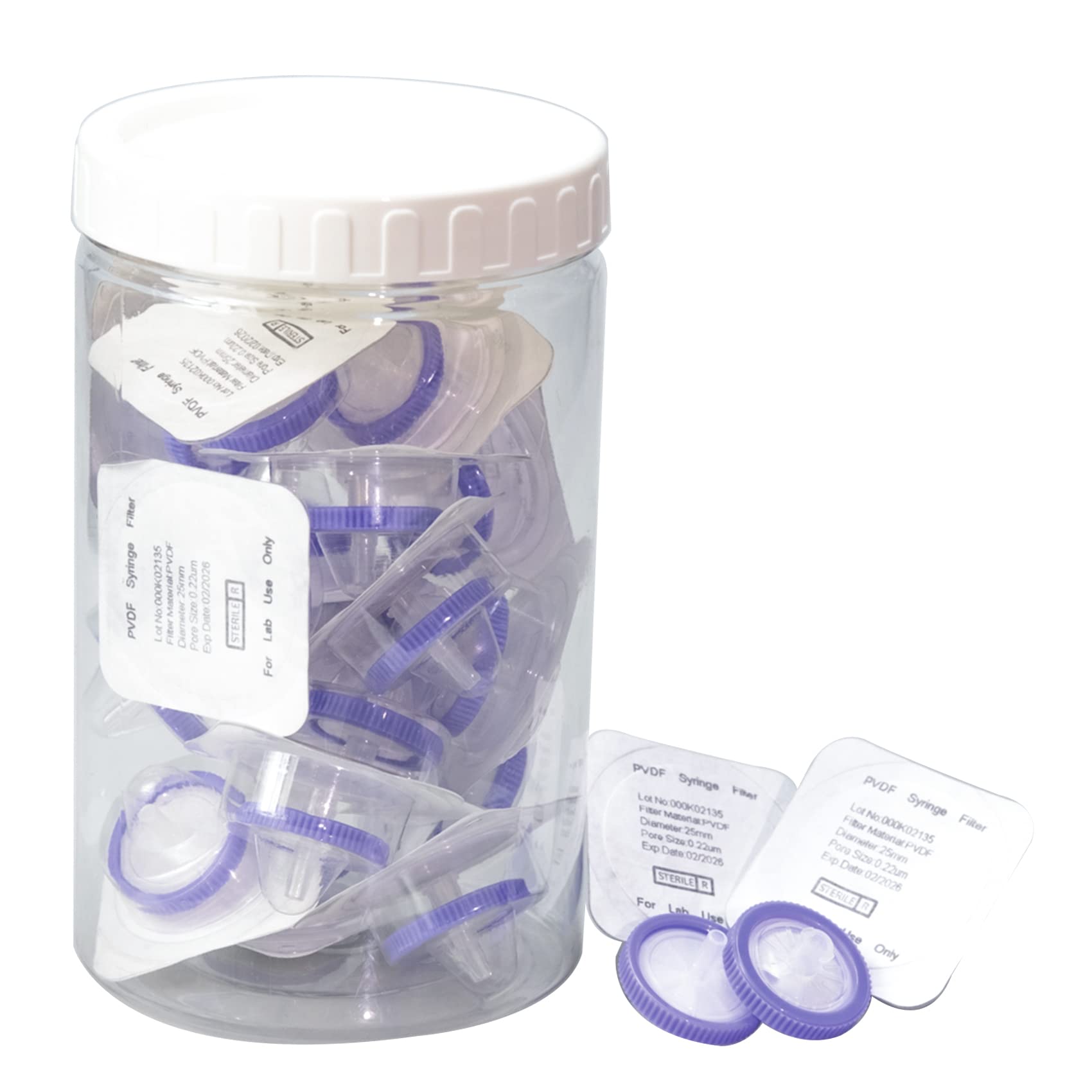 Mua Sterile Syringe Filter PVDF Hydrophilic Filtration 0.22 um Pore ...