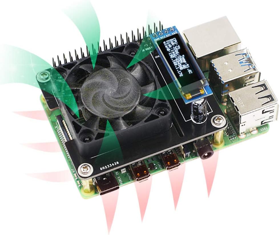 Raspberry Pi 4B, 3B+, 3B Intelligent Temperature Control Cooling Fan ...