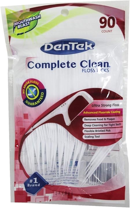 DenTek Complete Clean Floss Picks | 4X Clean: Removes Plaque & Food ...