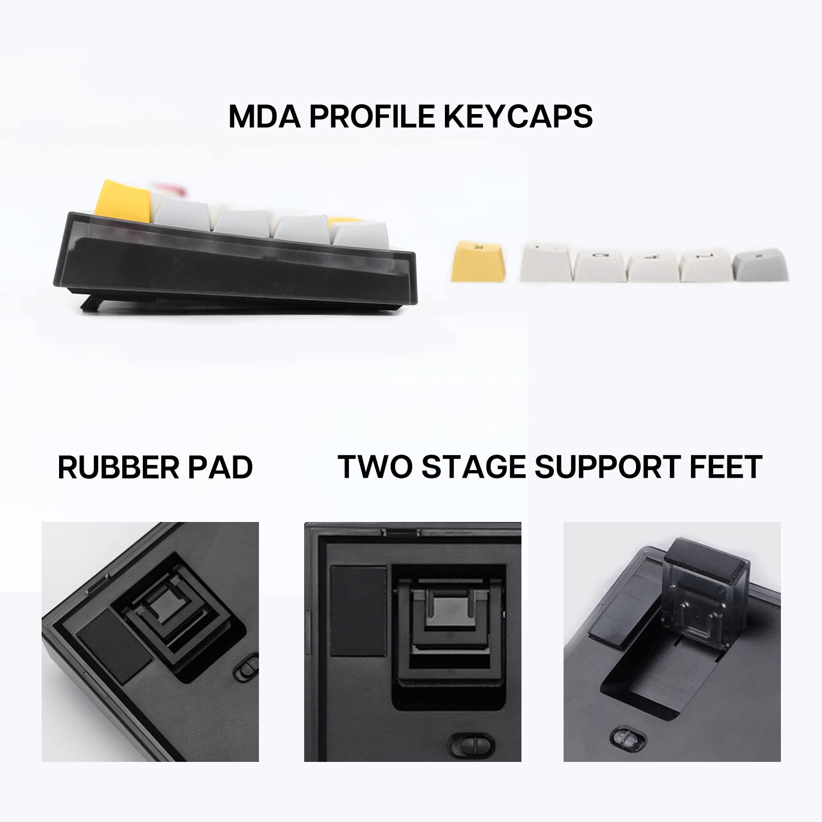 Epomaker TH66 PRO 65% Hot Swappable RGB 2.4GHz/Bluetooth 5.0/teclado de ...