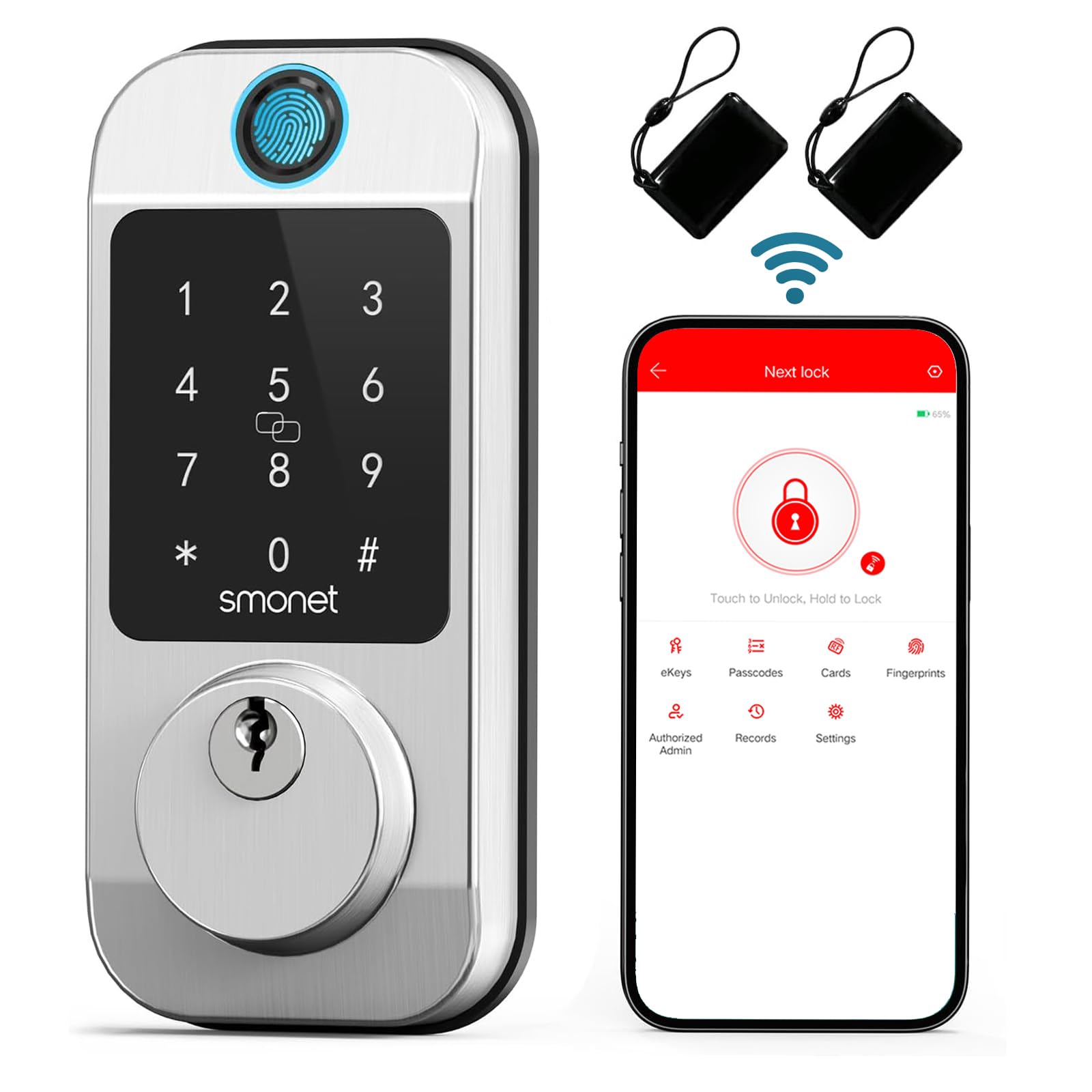 Smart WiFi Door Lock Deadbolt: SMONET Keyless Enrty Front Door Alexa ...