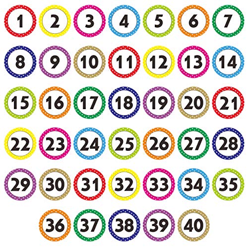 480 PCS Polka Dot 1-40 Numbers Stickers for Office, Classroom ...