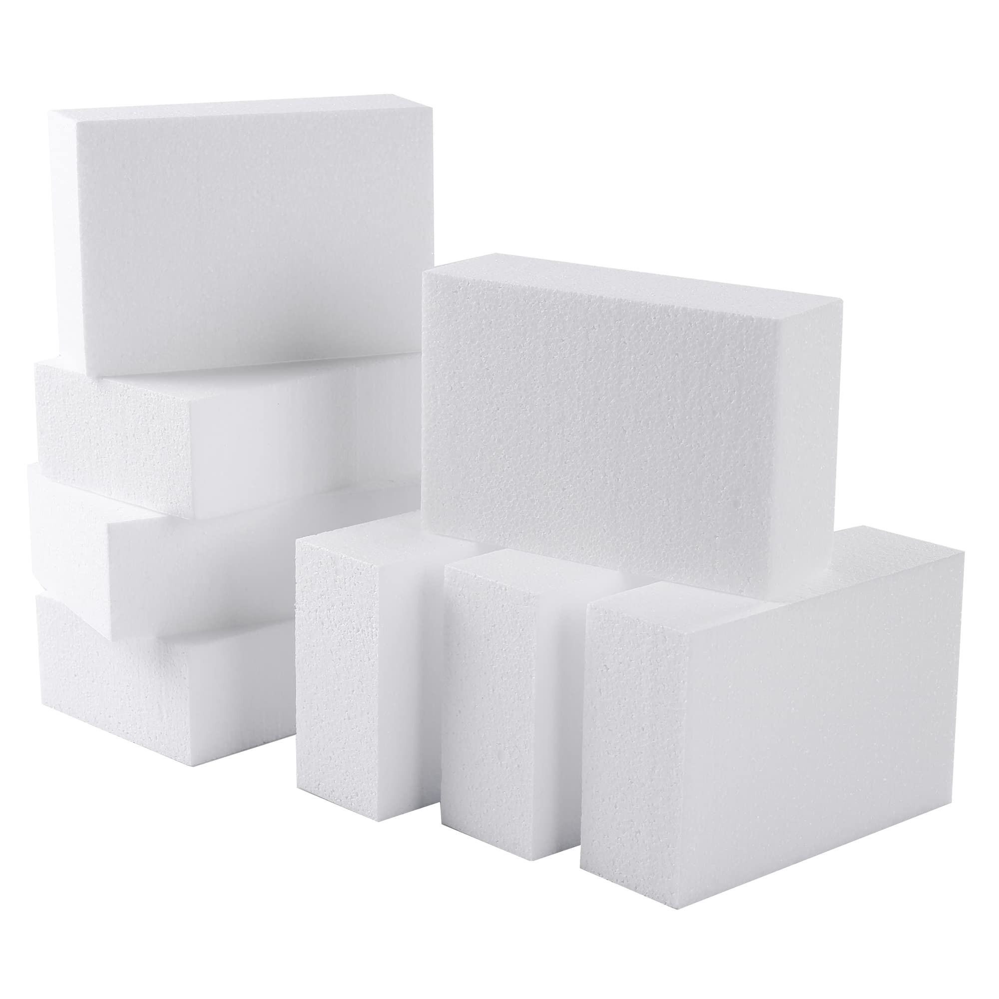 AMZQNART 8 Pack Crafts Foam Blocks, 6x4x2 Square Polystyrene Foam ...