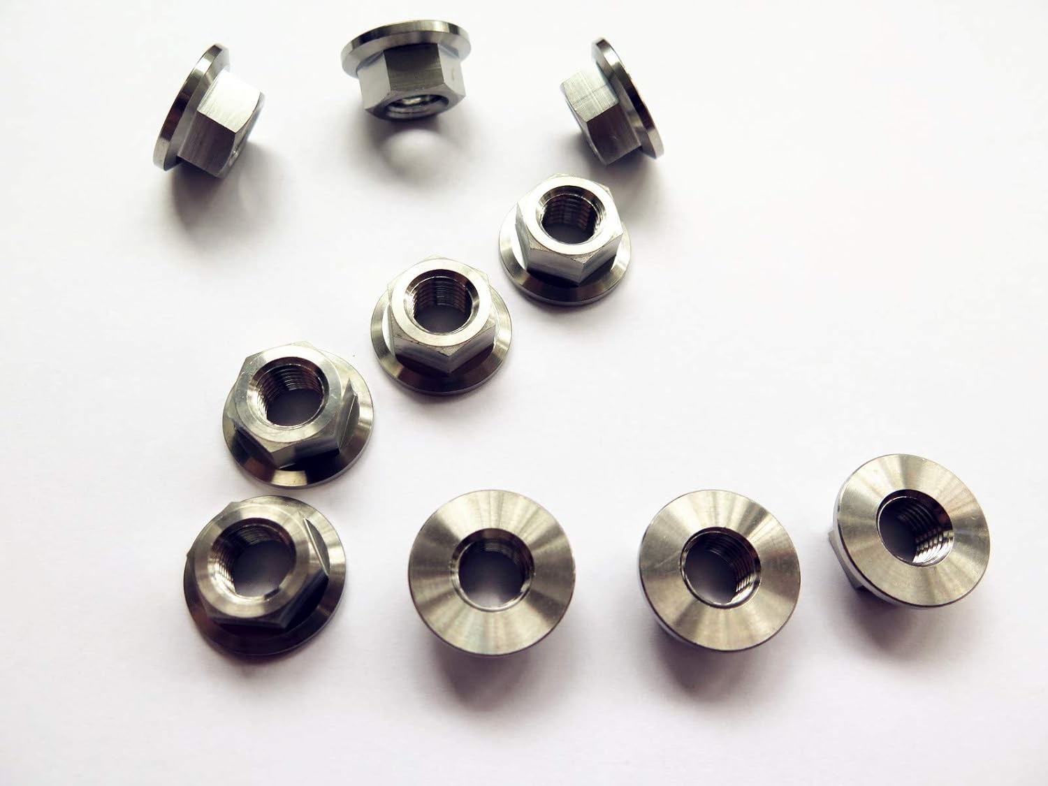 Amazon.com: 10PC Titanium M10 Flange Nut M10 x 1.25mm pitch Hex nut ...