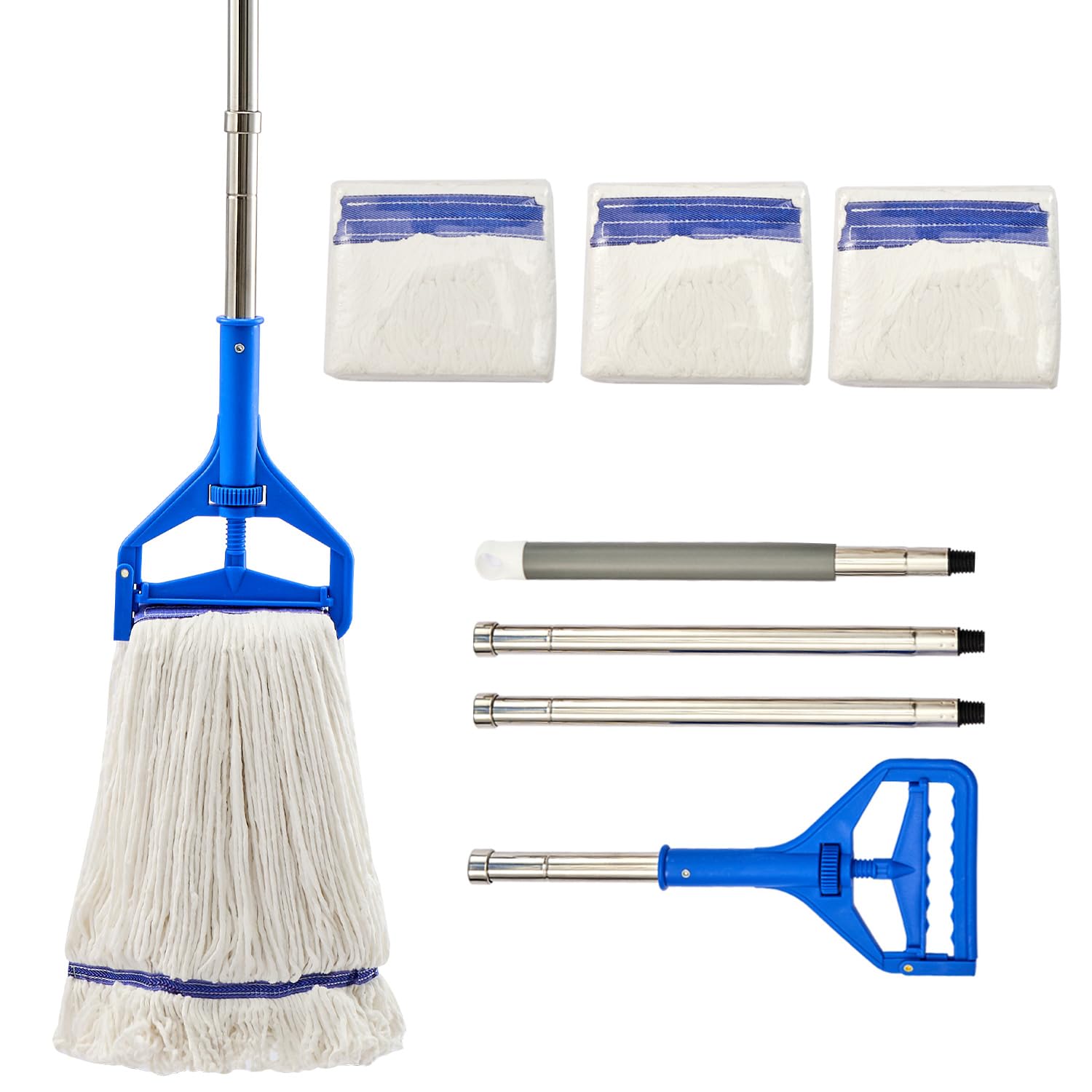 Commercial Heavy Duty Mop with Three Mop Head Replacement, 59 ...