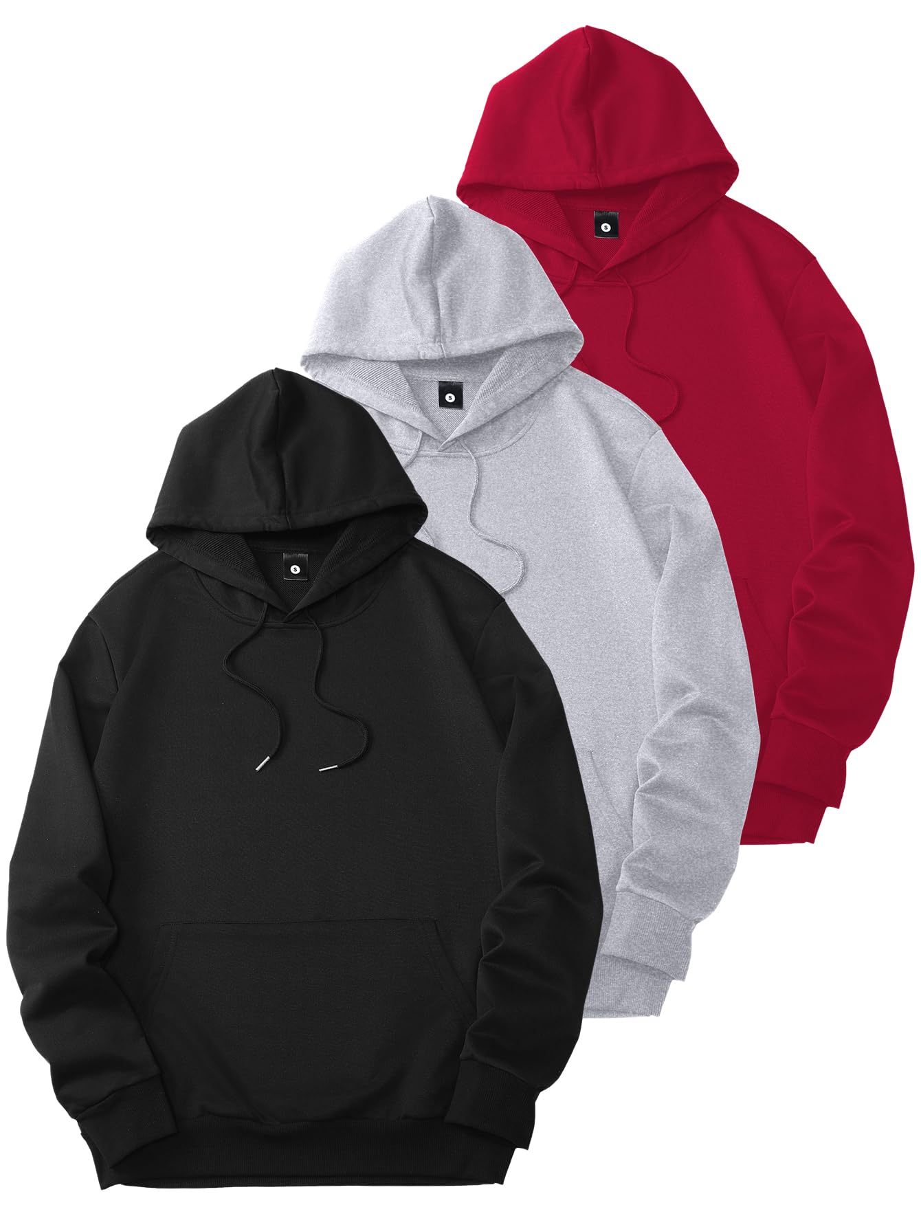 3-Pack Hoodies for Men, Casual Sports Fashion with Drawstring Kangaroo ...