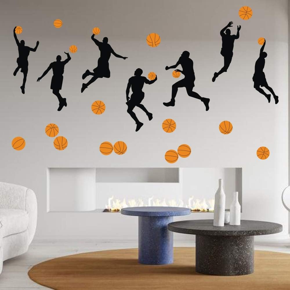 Basketball Slam Dunk Silhouette Wall Decals (20 Decals) Sport Player ...