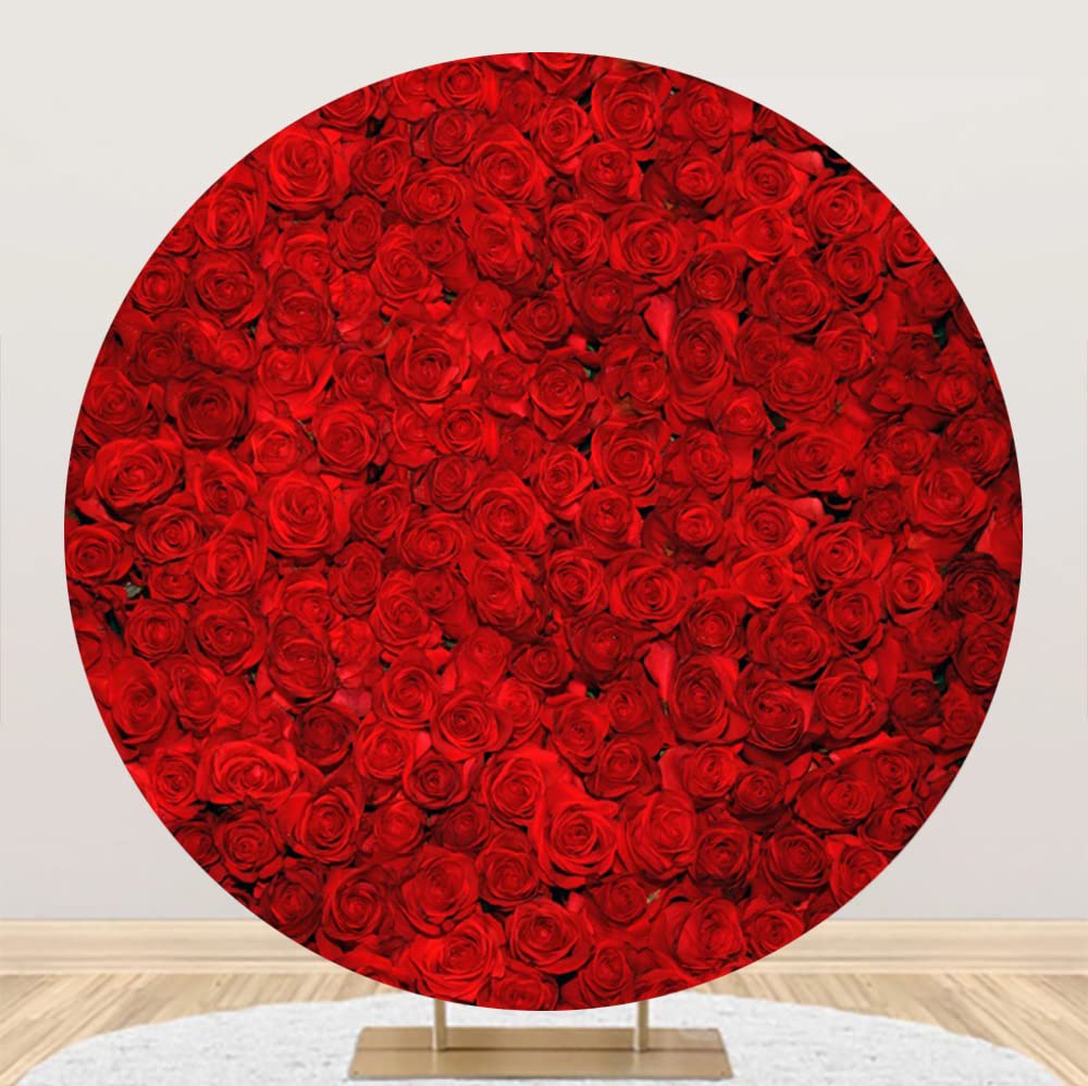Renaiss 7.2x7.2ft Red Rose Round Backdrop Cover Rose Flowers Wall ...