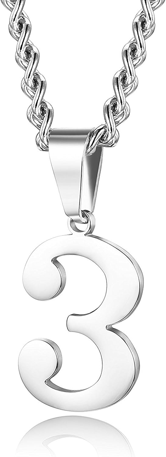 sailimue Jewelry Stainless Steel Number Necklace Pendant for Men Women ...