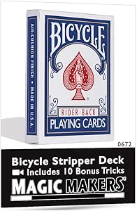 Amazon.com: Magic Makers Bicycle Stripper Deck with 10 Bonus Tricks (Blue) - Tapered Magic Trick ...