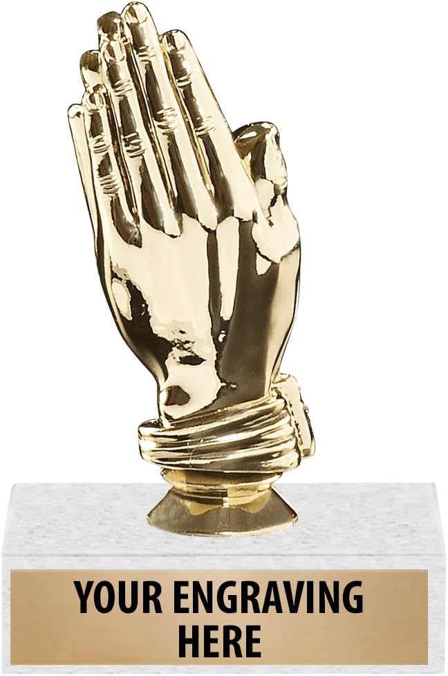 Amazon.com : 6" Gold Praying Hands Trophies - Custom Religious Trophy ...