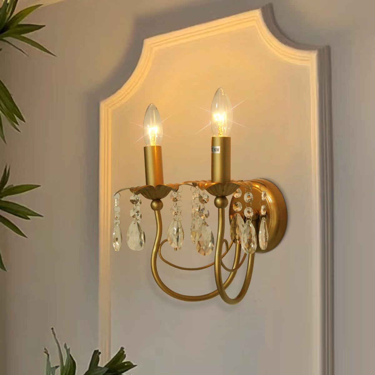 Sedelan Crystal Wall Sconces, Brass Wall Light Fixtures Crystal Wall ...