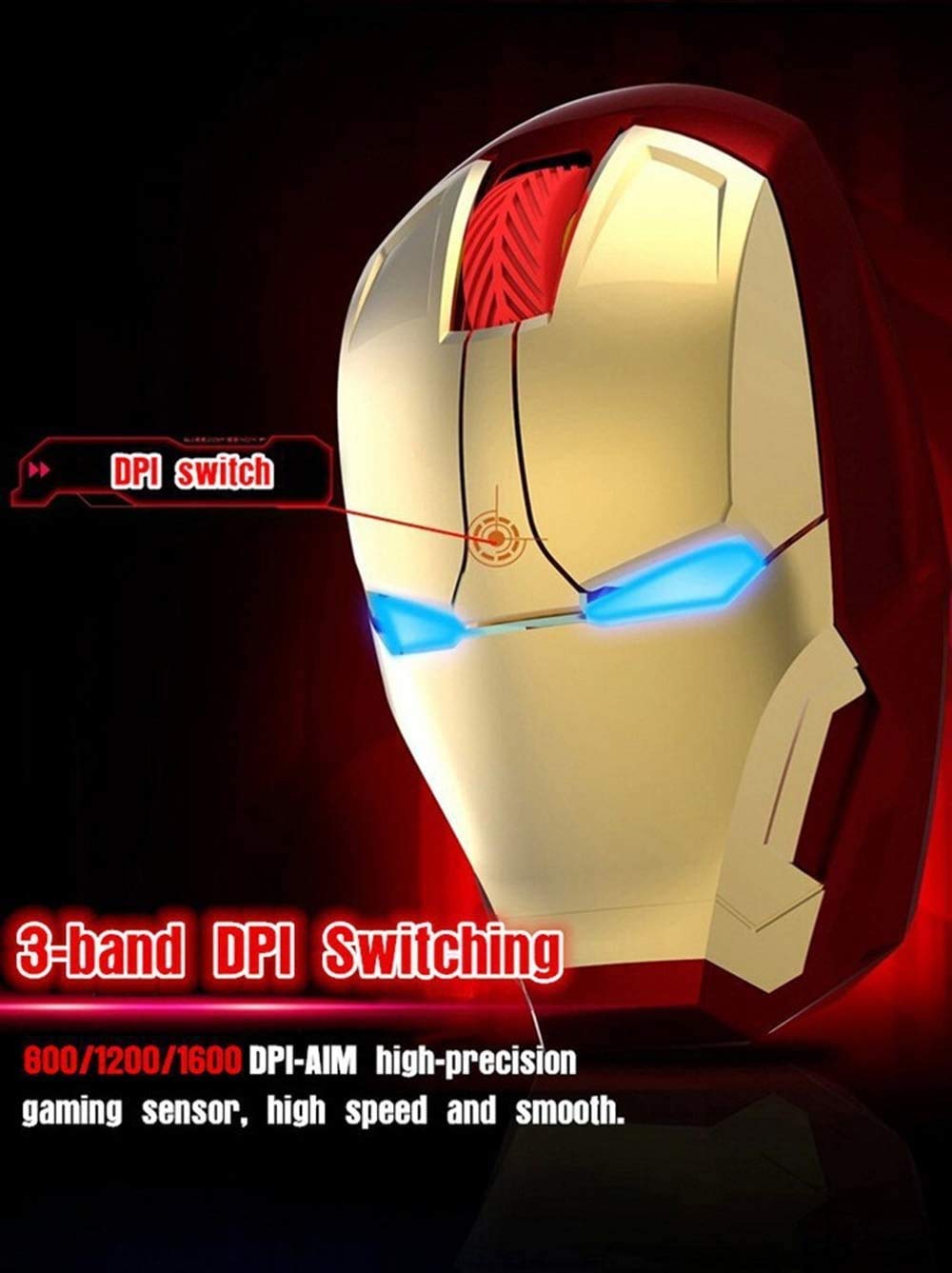 Mua Ergonomic Wireless Mouse, Cool Iron Man Mouse 2.4G Portable Mobile ...