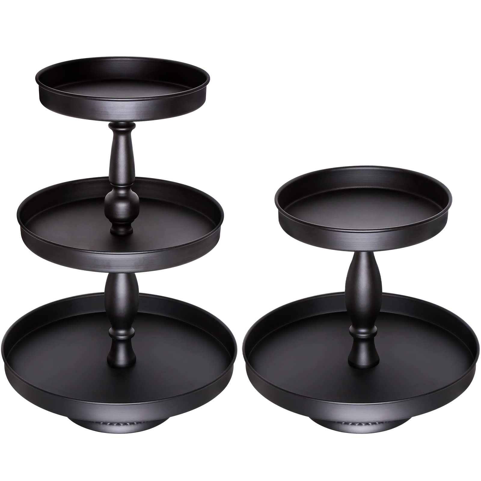 weharnar Black Tiered Serving Tray Set of 2, Metal Cupcake Stands for ...