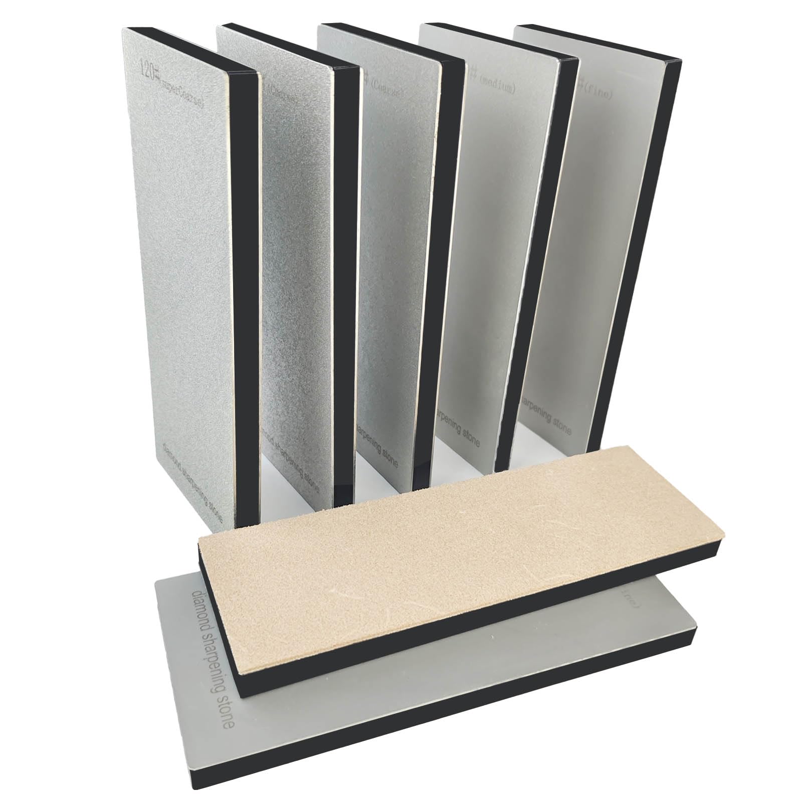 6 Pcs Double-Sided Diamond Sharpening Stone Set with Leather strop ...