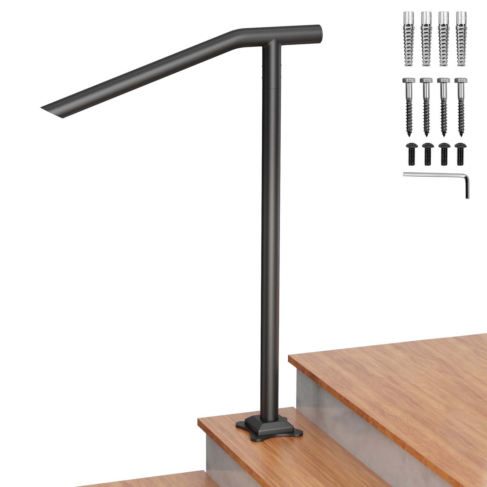 SPACEEUP Handrails for Outdoor Steps,38.8" Single Post handrail Fit 1-2 ...