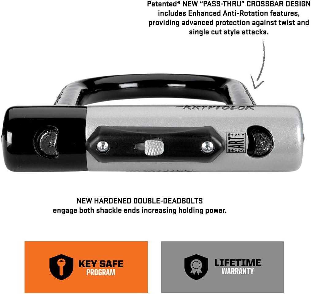 Kryptonite Kryptolok Lock with Flex Frame U-Bracket – Grey, Standard ...