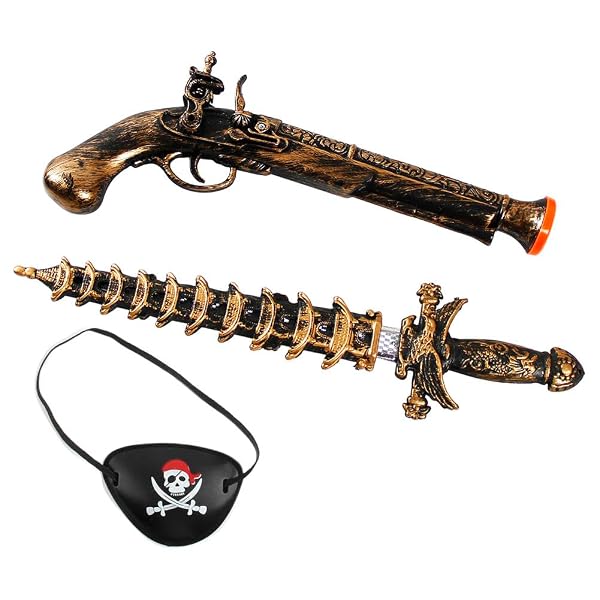 Pirate Gun and Sword Pirate Eye Patch Set Pirate Sword Flintlock Pistol ...