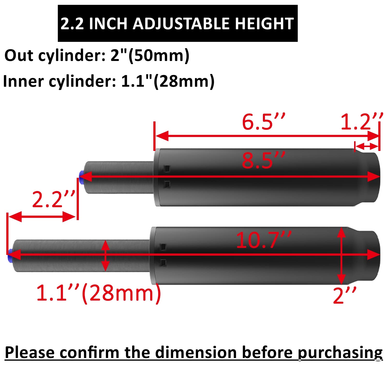 Mua MySit 2.2" Stroke Office Chair Gas Lift Cylinder Replacement, Heavy ...
