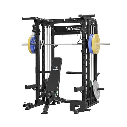 Major Fitness Squat Machine Weight Stack Set with Cable Crossover ...