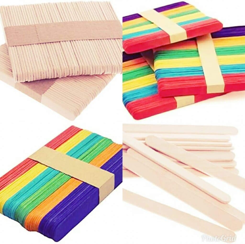 Gifting Square Combo 50 Wooden and 50 Colored ice Cream Sticks for ...