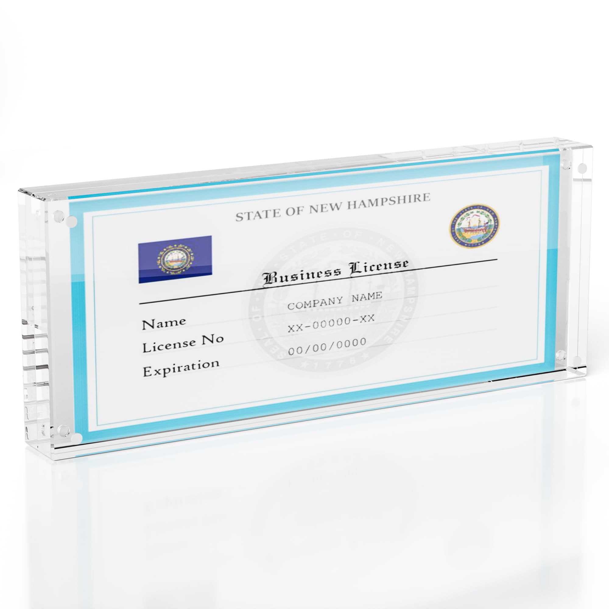 HOZE Business License Frame – 4/5 Inch Thick Clear Acrylic Holder for ...