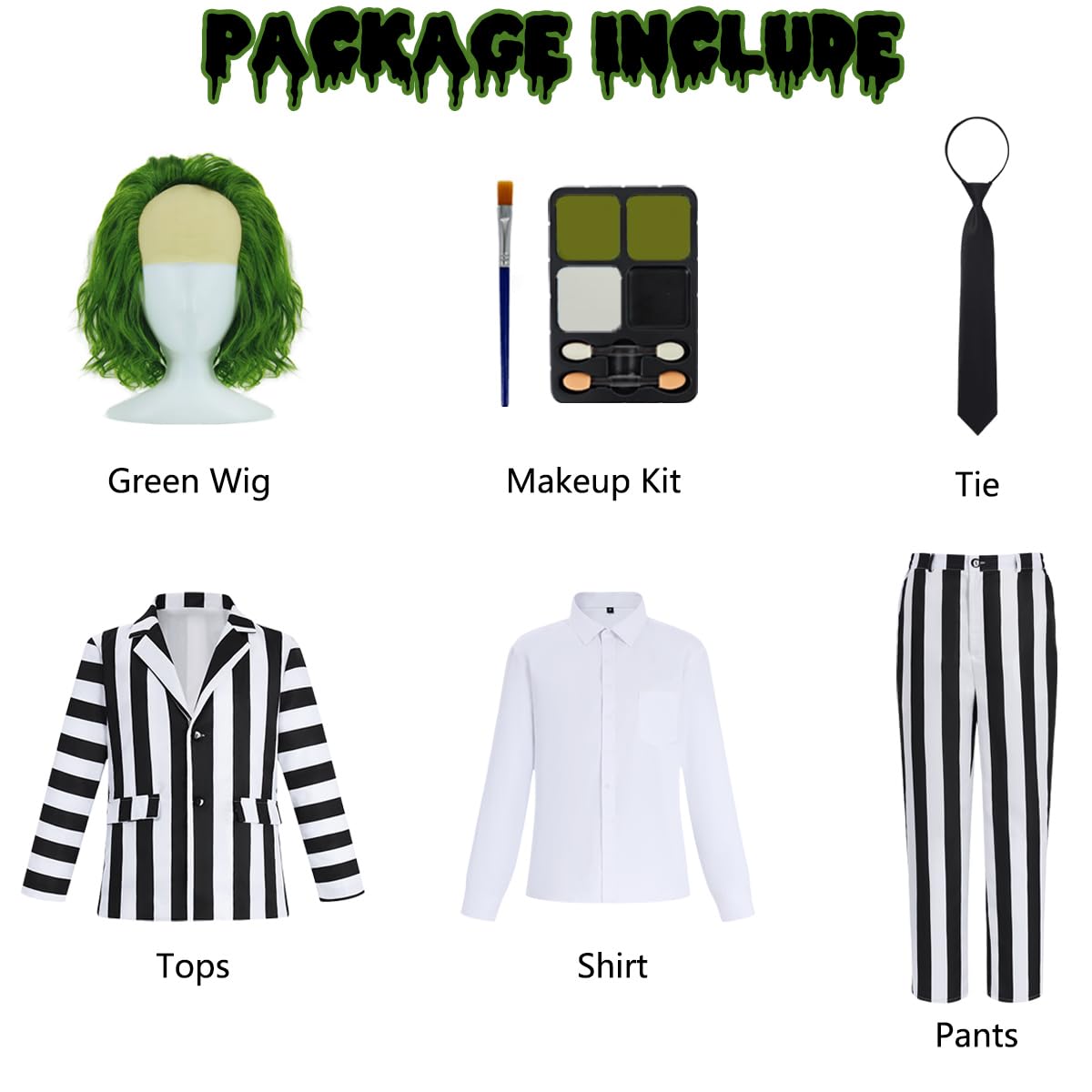 Black and White Striped Suit Men Scary Halloween Costumes Adult Horror ...