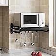 Amazon.com: ILWorkTLs Wall Mount Microwave Oven Shelf with 6 Hooks,Wall ...