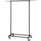 Amazon.com: Simple Trending Double Rod Clothing Garment Rack, Rolling ...