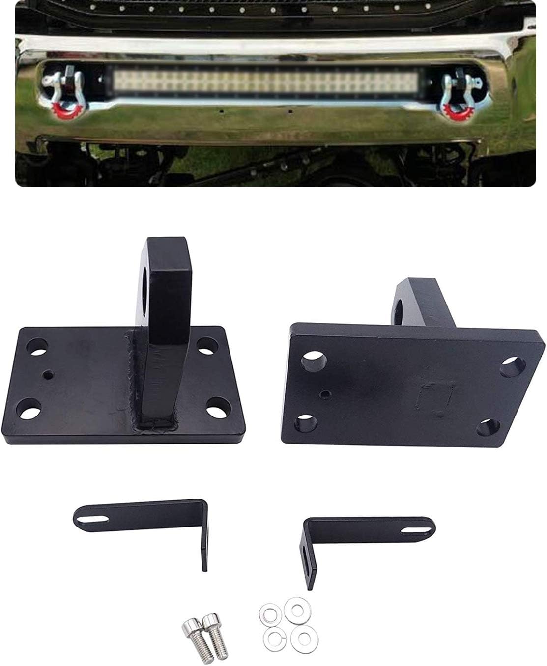 Amazon.com: DaSen Heavy Duty Front Tow Hooks w/Lower Bumper 32" LED ...