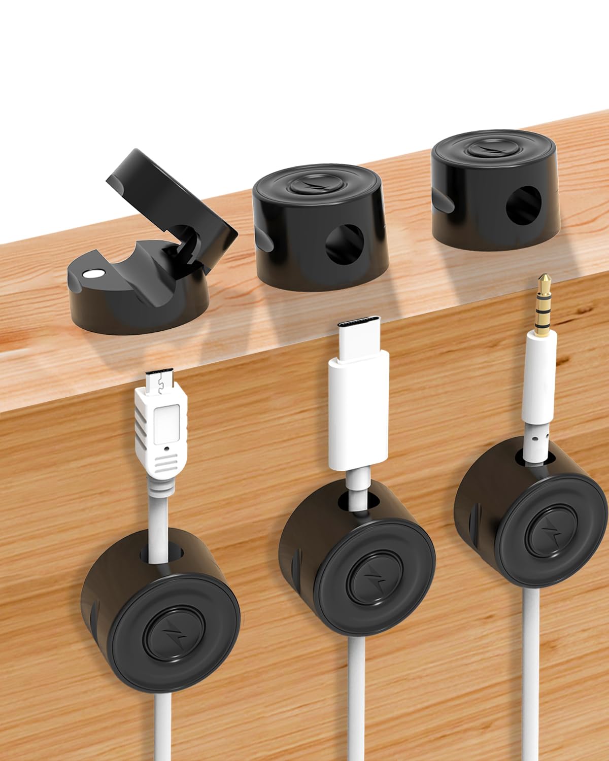 6 Pack Magnetic Cord Organizer, Adhesive Cable Clips Desk Cable ...