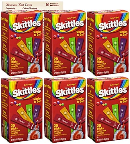 Skittles Singles to Go Drink Mix Packets | 6 Pack - 120 Total Water ...