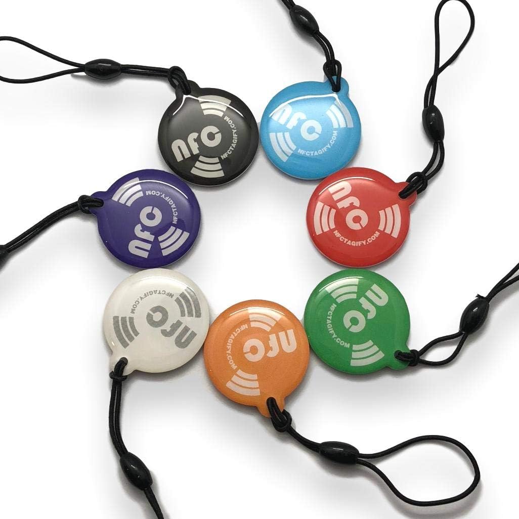 7 X NFC Tags | NXP Chip NTAG213 | 144 Bytes Memory | mixed colours ...