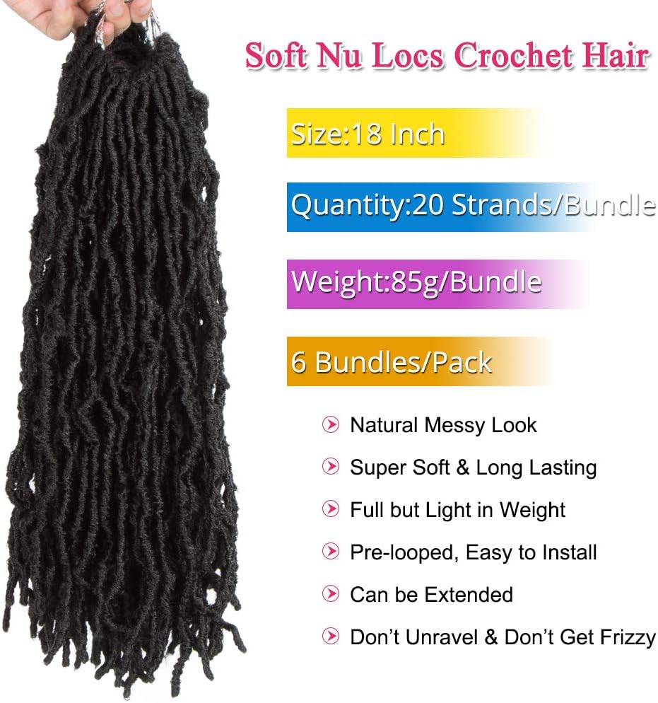 Style Icon Nu Locs Crochet Hair 6 Bundles Faux Locs Crochet Hair 18 ...
