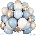Amazon.com: Dusty Blue and Gold Balloons, 60 PCS 12 Inch Sand White Slate Blue Fog Pastel Baby ...