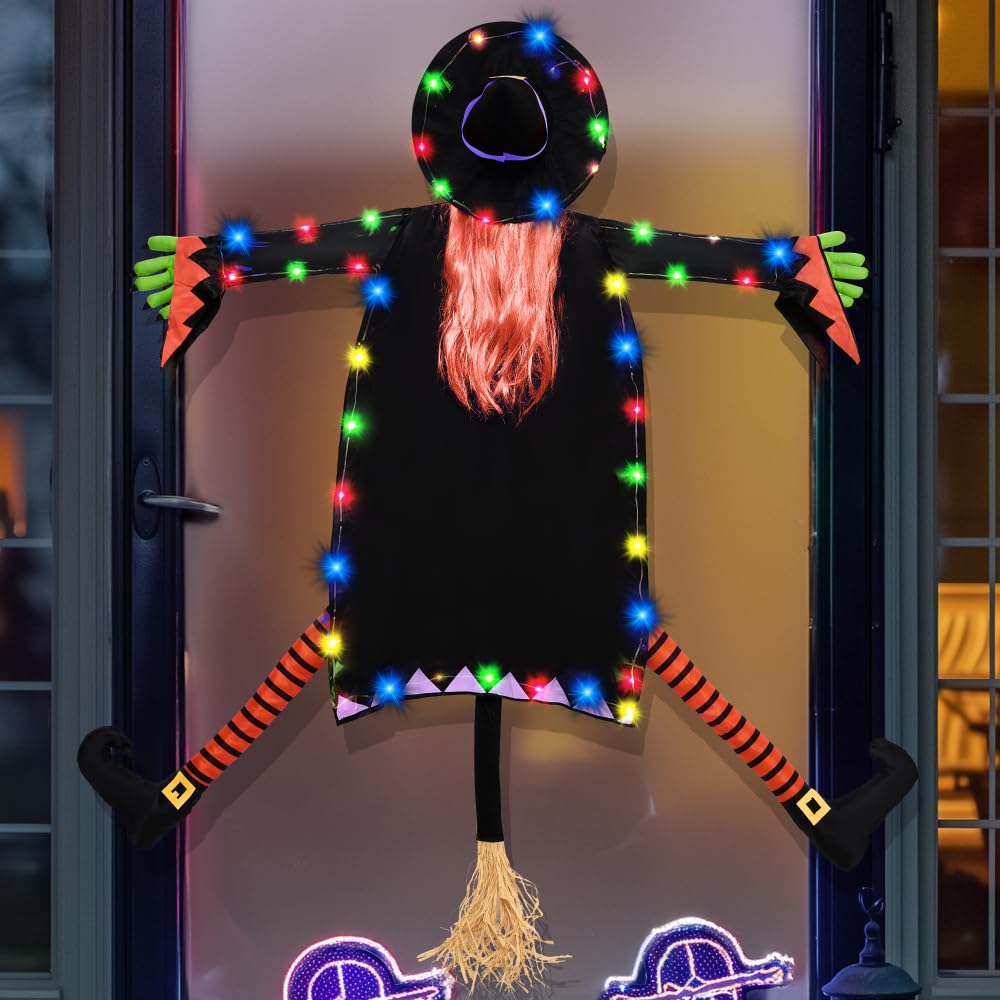 JOYIN 60'' Halloween Decoration Outdoor Flying Witch with String Lights ...