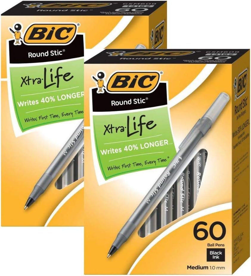 Amazon.com : BIC Round Stic Xtra Life Ballpoint Pen, Medium Point (1 ...