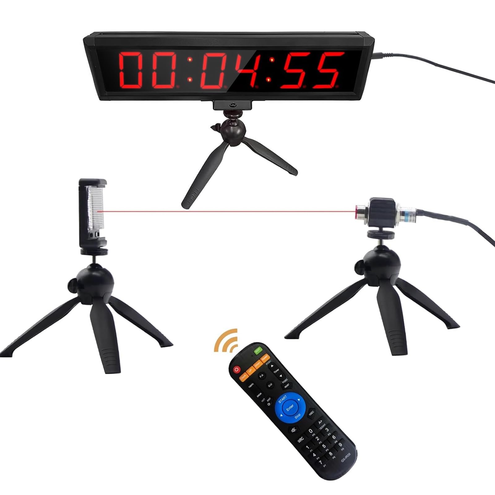 GANXIN Wired Laser Timer for Training,LED Stopwatch Race Clock,Racing ...