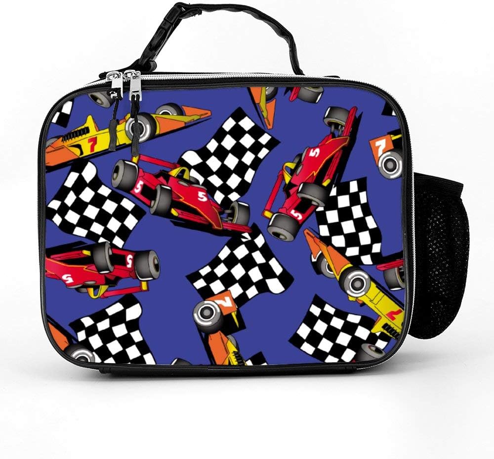 Racing Cars Lunch Box with Padded Liner, Spacious Insulated Lunch Bag ...