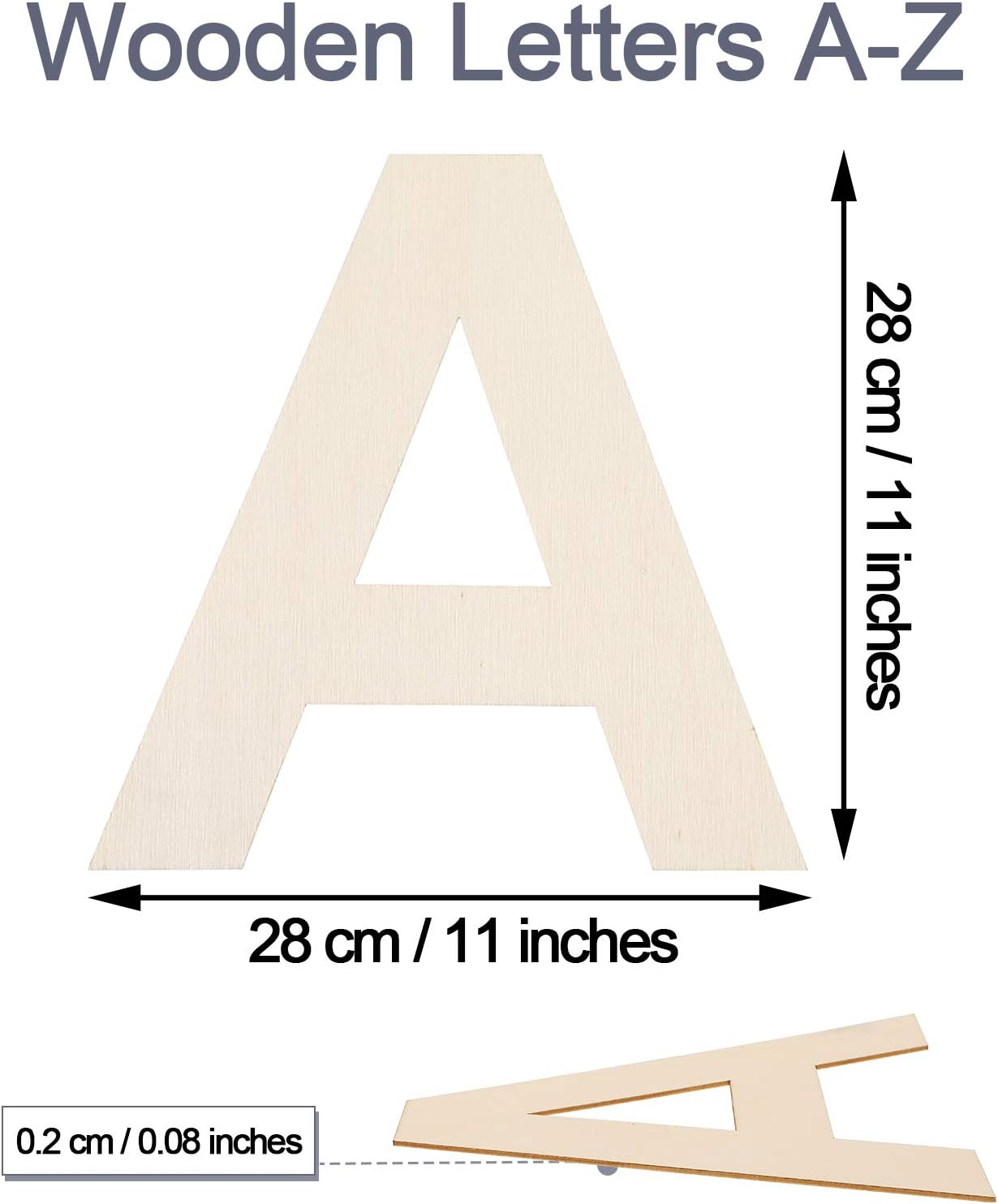 26 Pieces 11 Inches Wooden Alphabet Letters Large Wooden Craft Letters ...