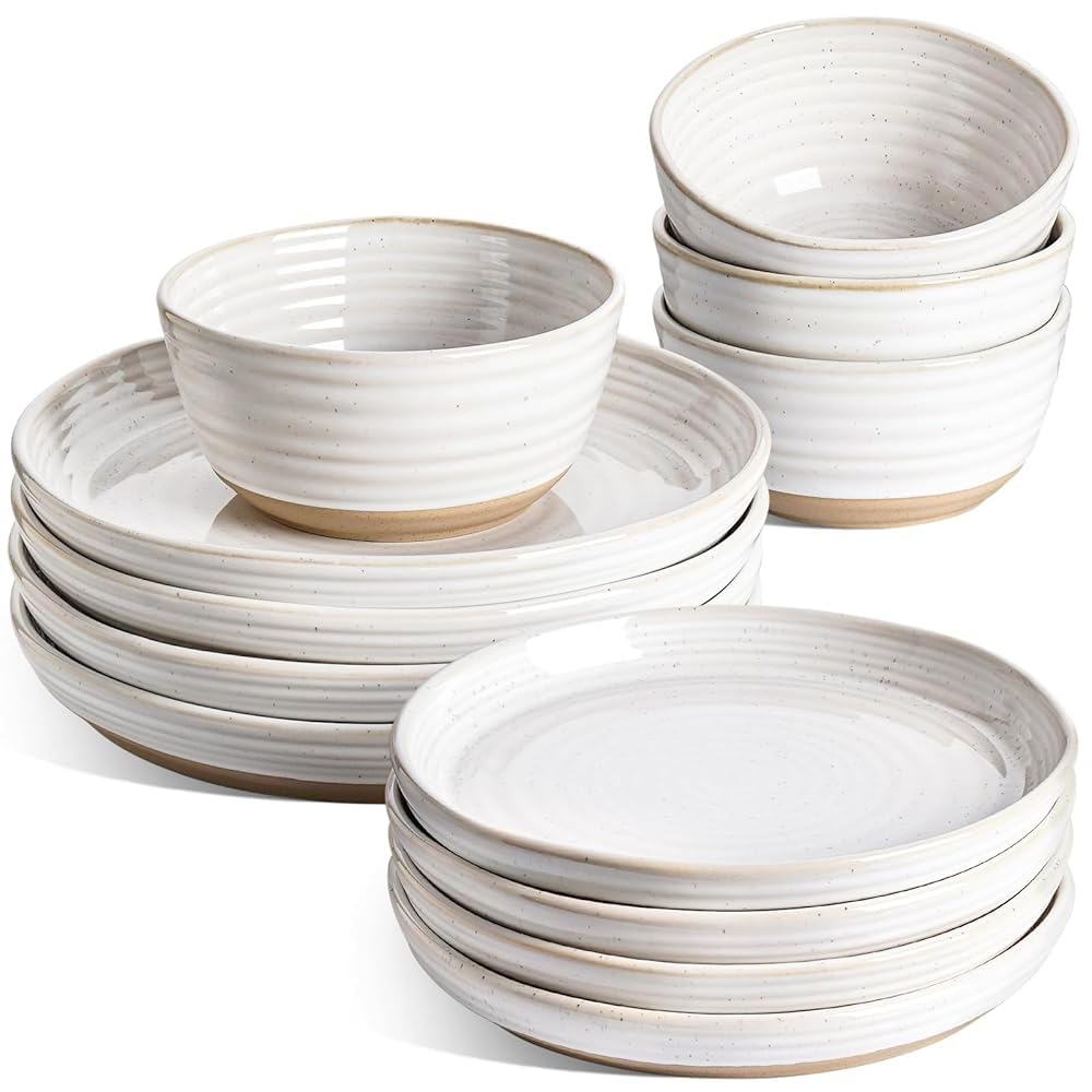 LE TAUCI Dinnerware Sets 12 PCS, Ceramic Plates and Bowls Set, For ...