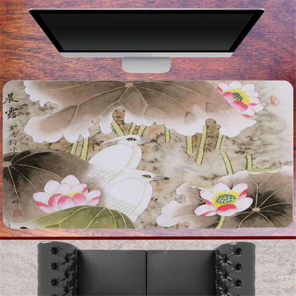 Amazon.com : Mouse Pads Chinese Style Lotus Art Mouse Pad 35.43 X 15.75 ...
