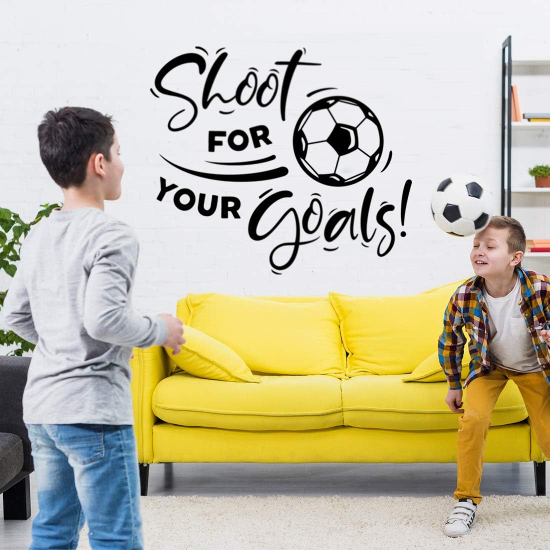 Shoot for Your Goals Football Wall Sticker Boys Mural Wallpaper Living ...