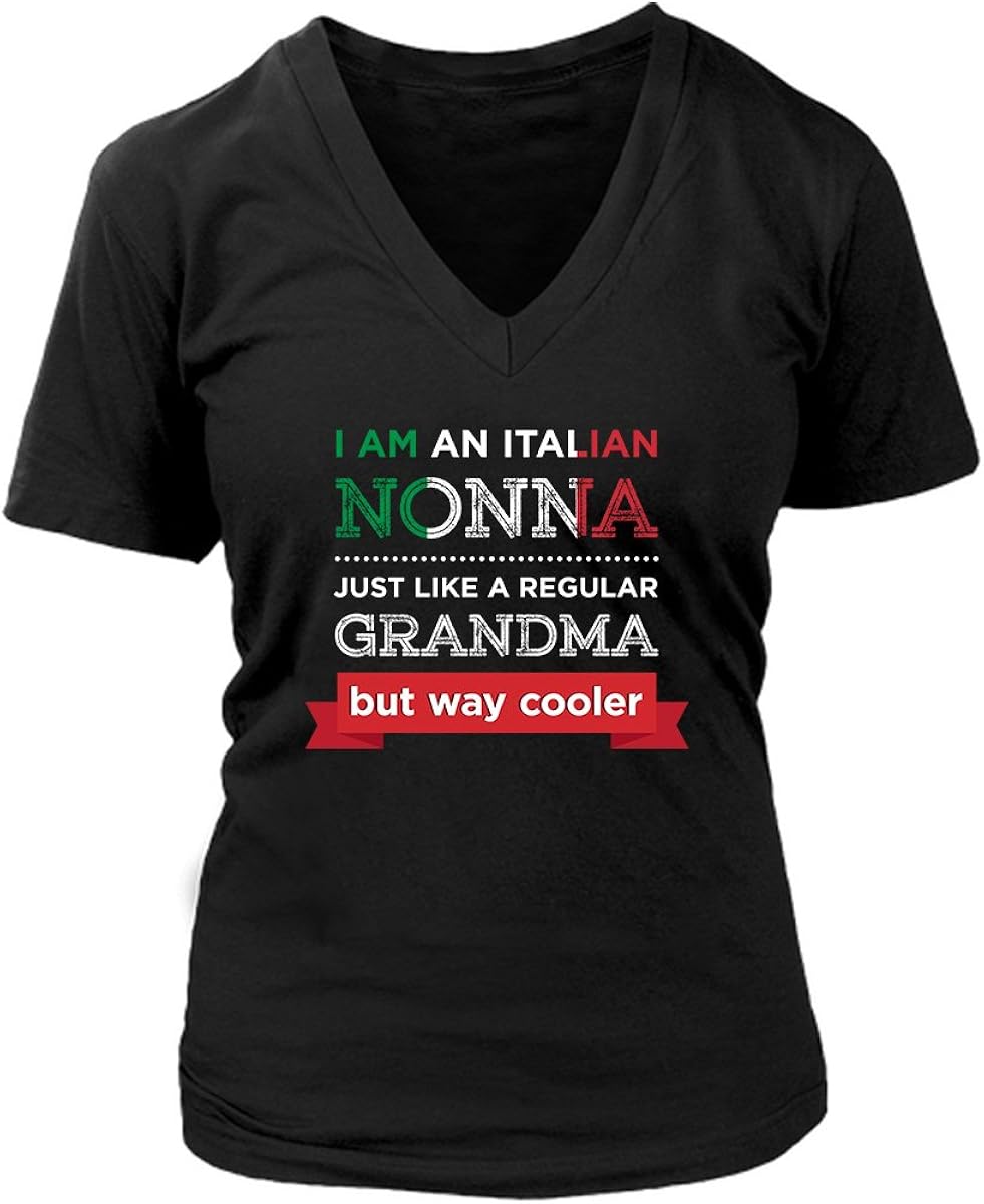 Amazon.com: District Shirts Italian Nonna V-Neck T-Shirt. Funny Italian ...