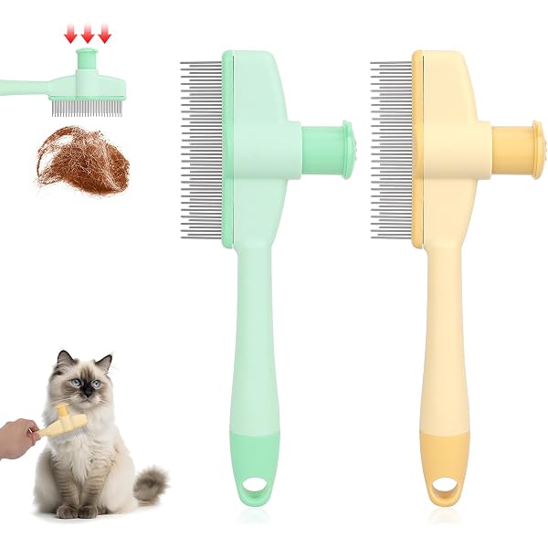 Ergonomic Pet Comb Self-Cleaning Pet - Ergonomic Grooming Brush For ...