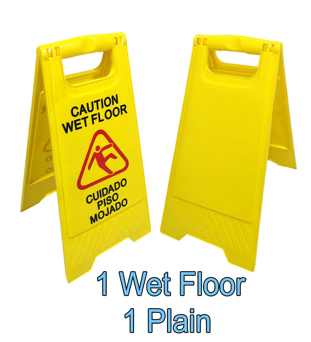 JaniLink Folding Floor Sign Combo- 1"Wet Floor" & 1 Blank [2 Signs ...